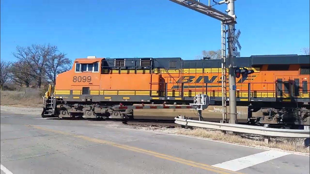 BNSF 8099 on Grain Train - YouTube
