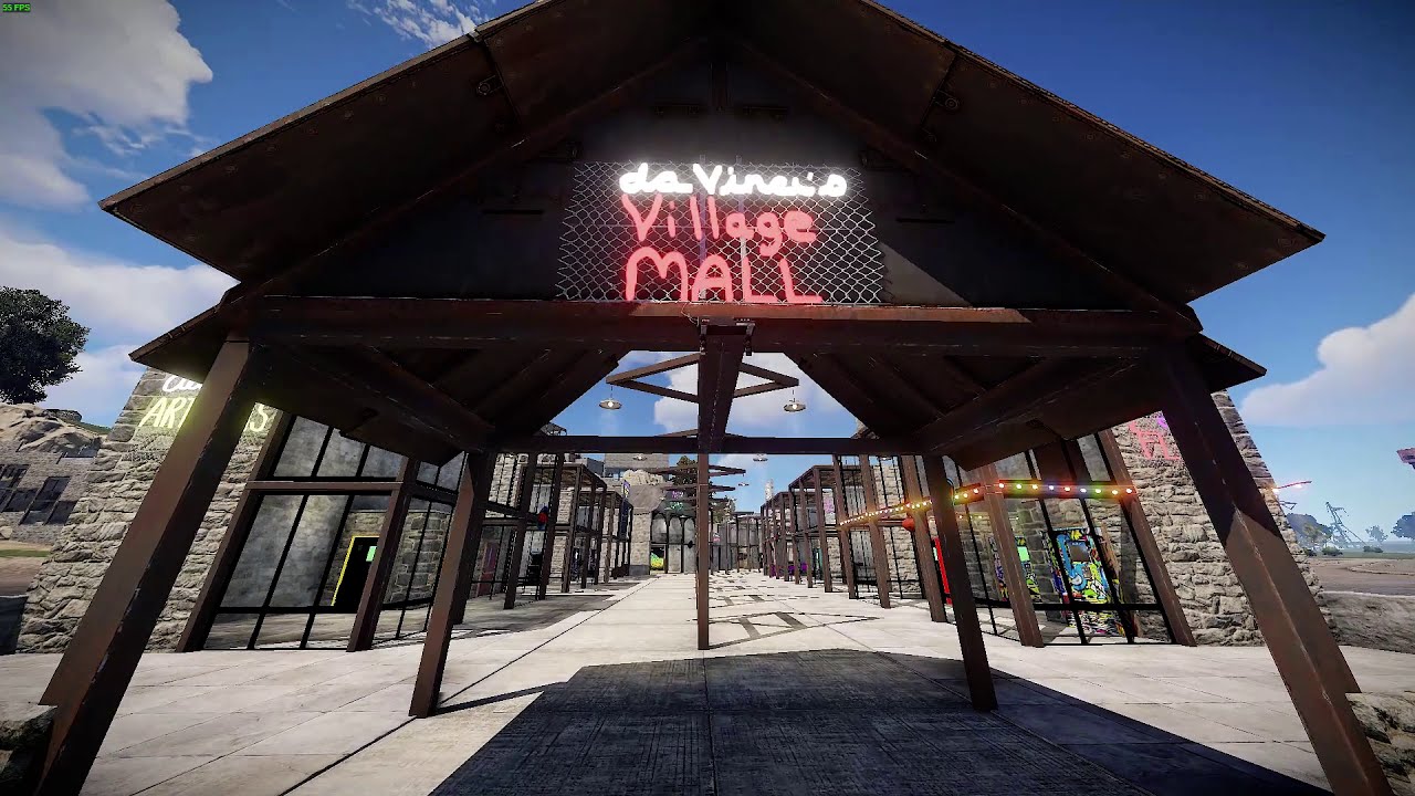 Rust - RP Mall and Rollercoaster with jump and loop! - YouTube