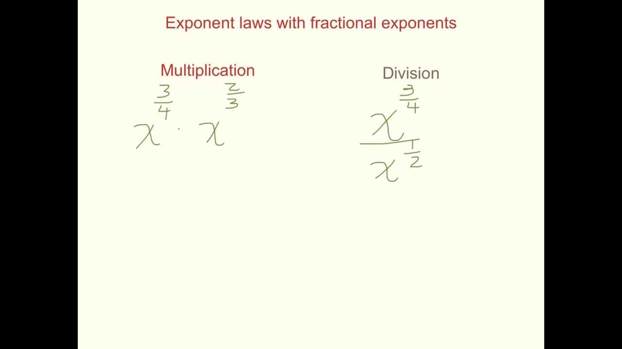 Exponent laws with fractional exponents - YouTube