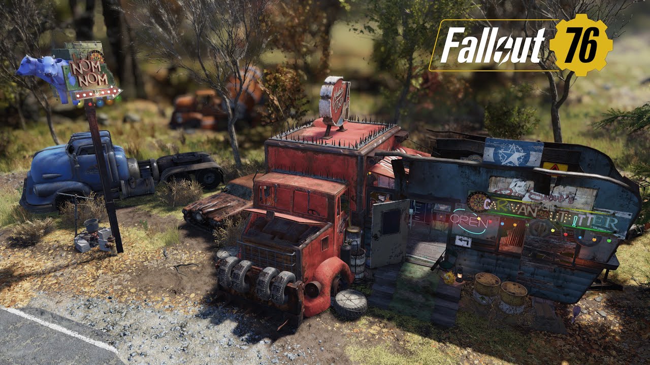 Fallout 76 camp build. Caravan Outfitter. - YouTube