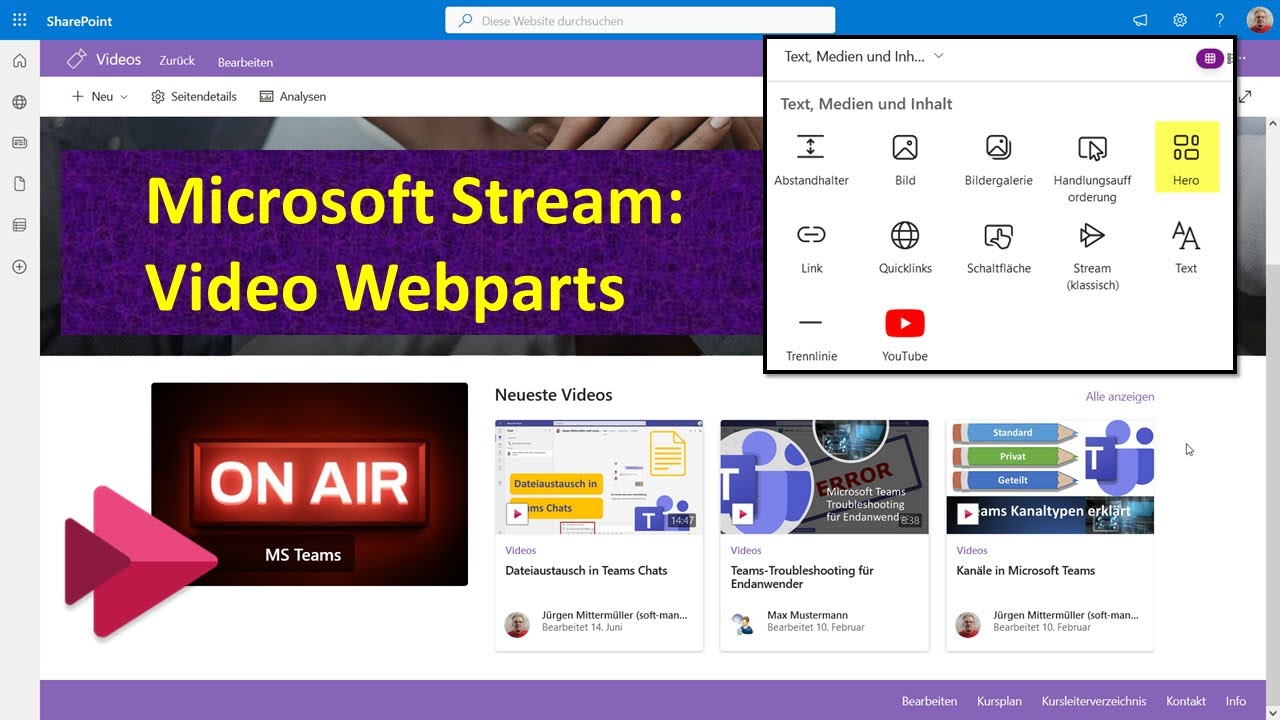 Microsoft Stream: Video Webparts - YouTube
