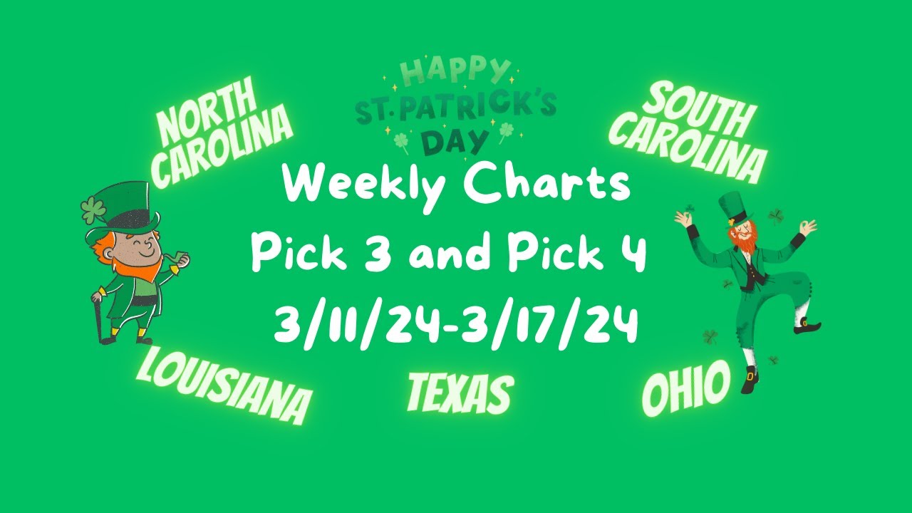 Weekly Charts Pick 3 Pick 4 March 11, 2024 (NC SC OH LA TX) - YouTube
