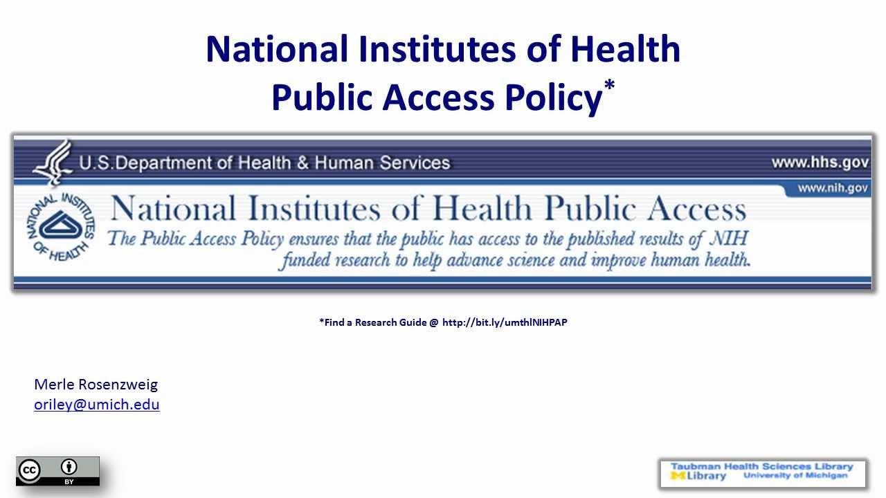 National Institutes of Health Public Access Policy (Full Lecture) - YouTube