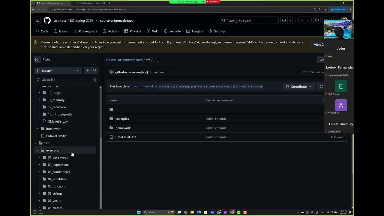 012725 COSC 1337 C++ GitHub Overview - YouTube