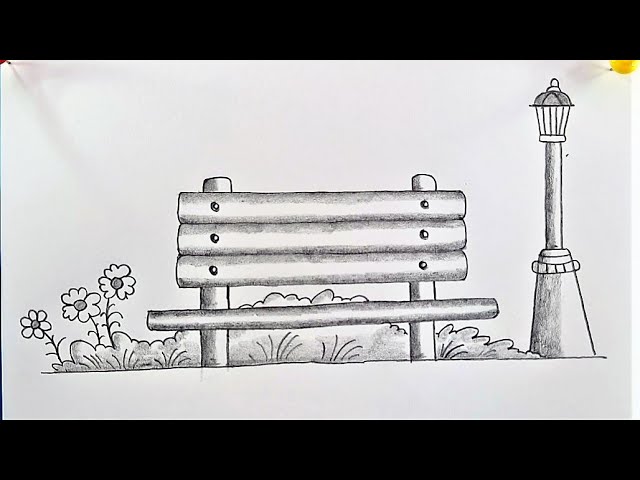Park Bench Drawing Back View