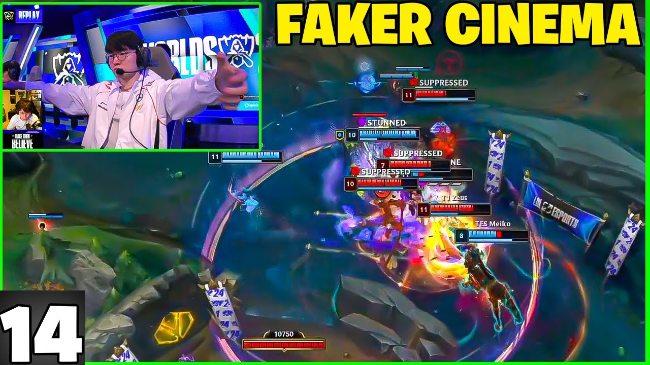 FAKER's CINEMA Play In First Match Of WORLDS !! Most Watched League ...