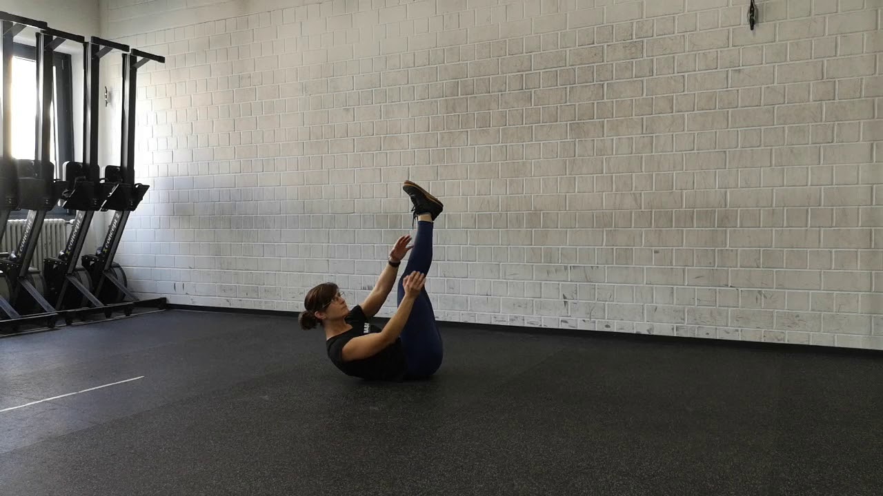 Supine Diagonal Toe Touch - YouTube