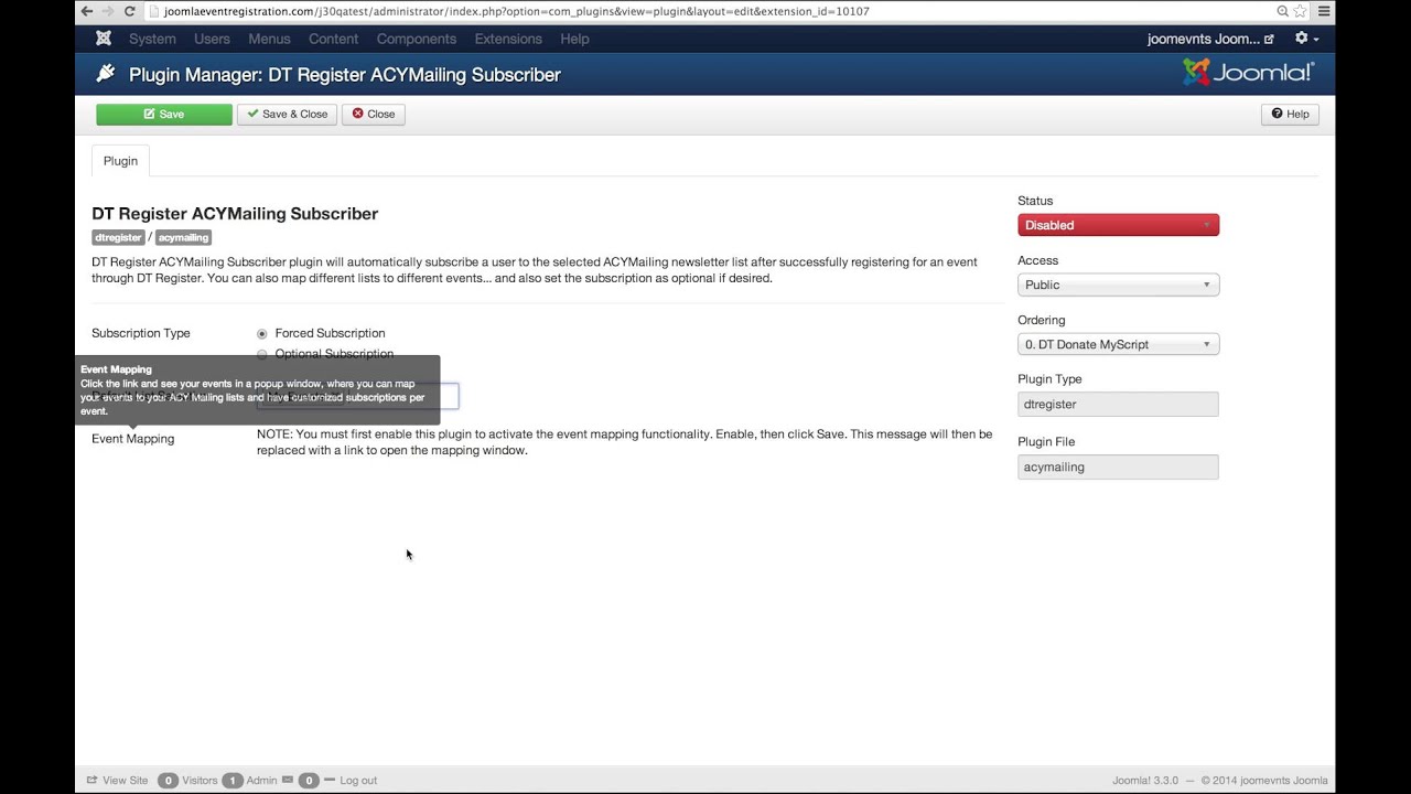 DT Register AcyMailing Subscriber Plugin - YouTube