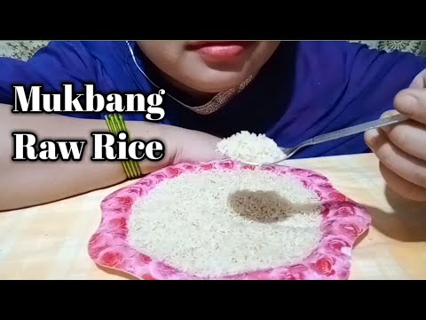 Eating Raw Rice (Raw Rice lover,Eating crunchy) Asma foodie - YouTube