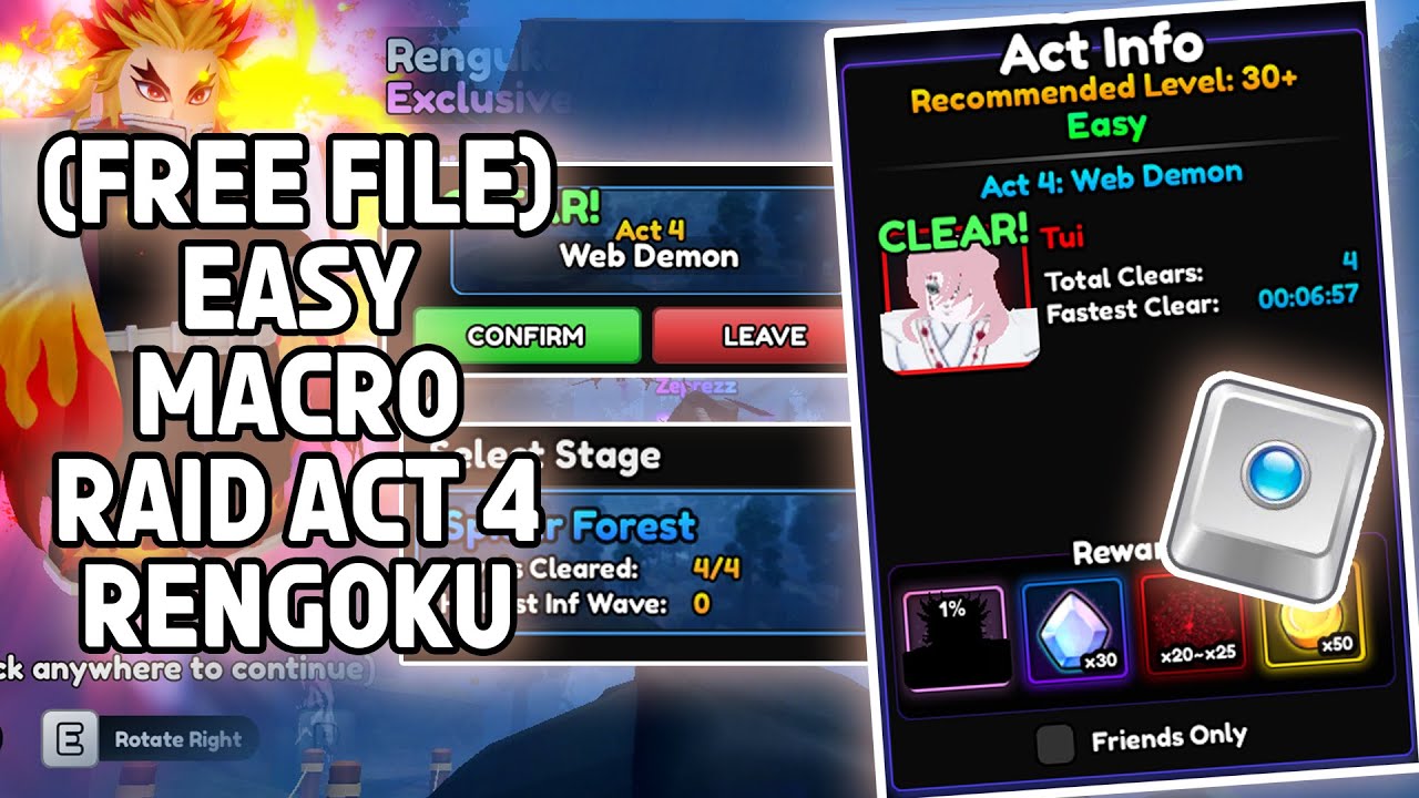 (Free File) Easy Best Rengoku Macro Raid Act 4 Anime Vanguard - Roblox ...