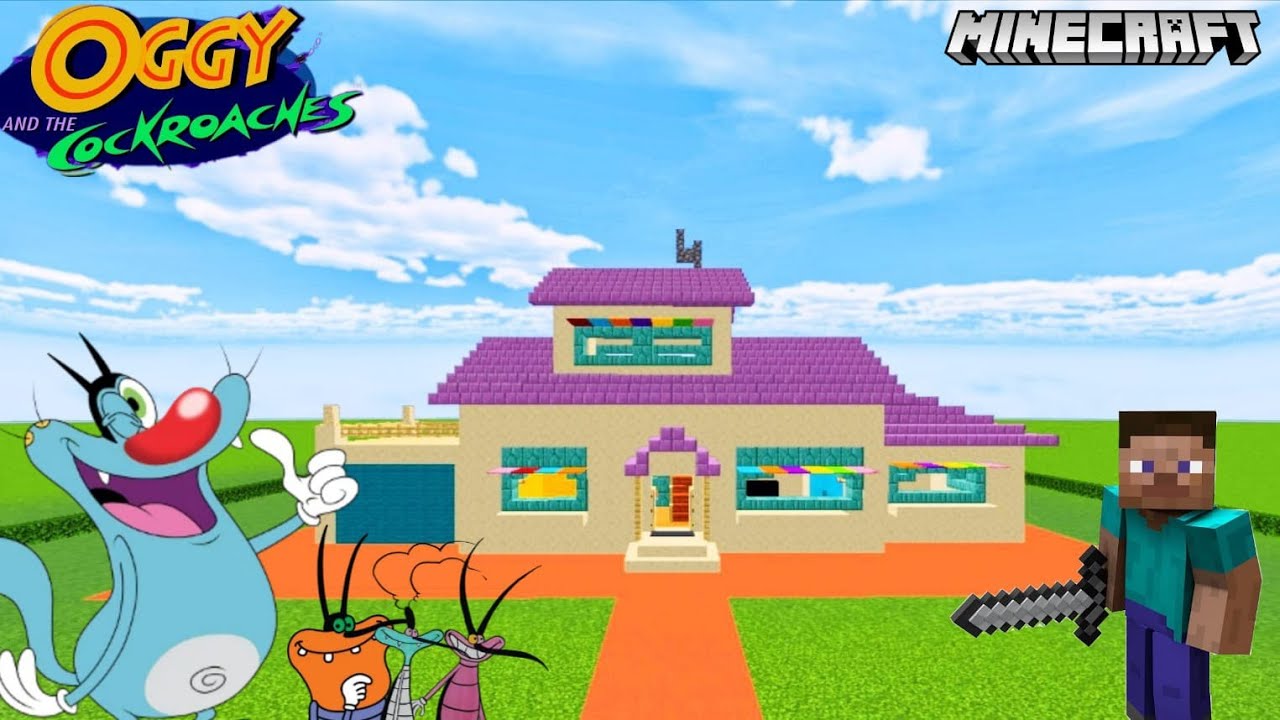 Oggy and the cockroaches in Minecraft , Oggy house in minecraft , Oggy ...