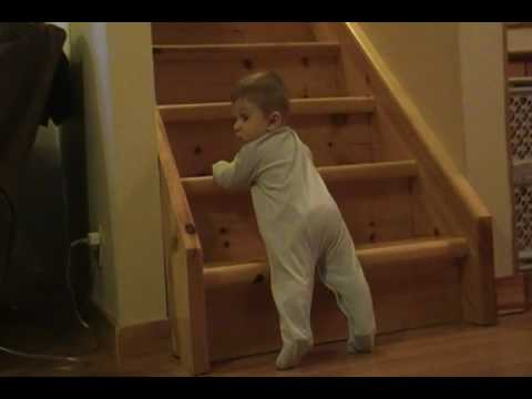 Hayden Code - Climbing the stairs at 8 months old - YouTube