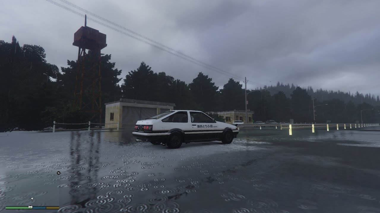 GTA5 AE86 Akina-Mountain Hill Climb on a Rainy Day - YouTube