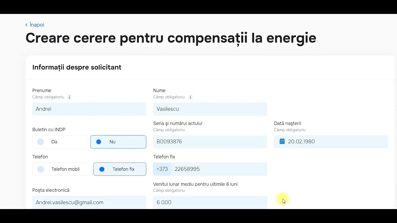 Instrucțiune privind completarea cererii pentru compensația la energie ...