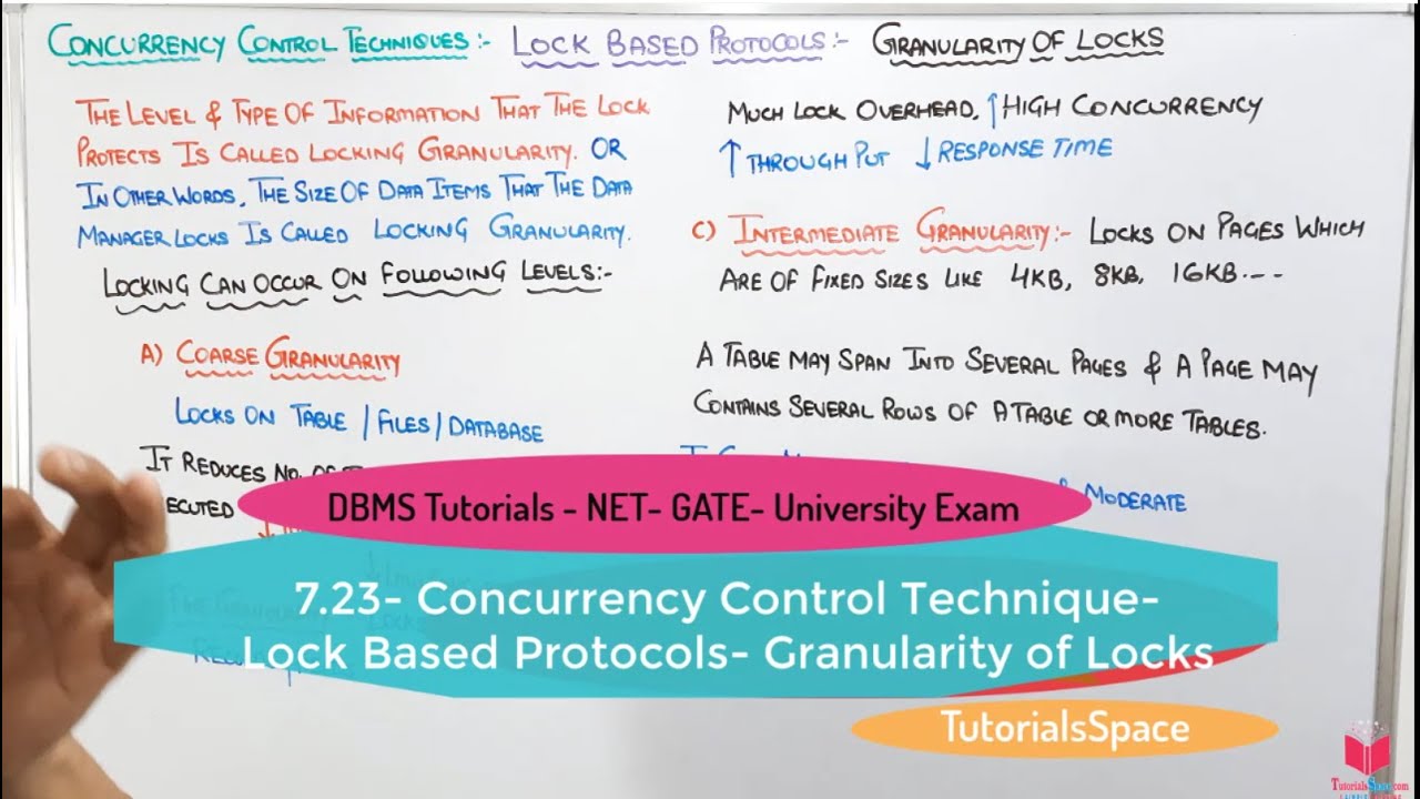 7.23- Lock Based Protocols- Granularity of Locks | Concurrency Control Techniques | DBMS Free ...