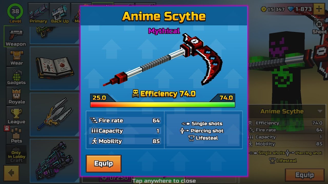 Pixel Gun 3D - Anime Scythe [Gameplay] - YouTube