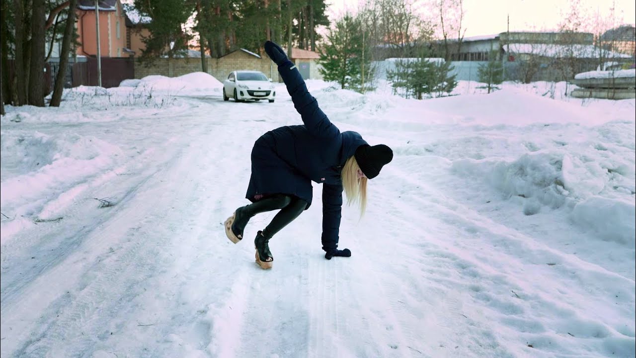 Angelica in Six pairs of High Heels on Very Slippery Ice, High Heels on ...