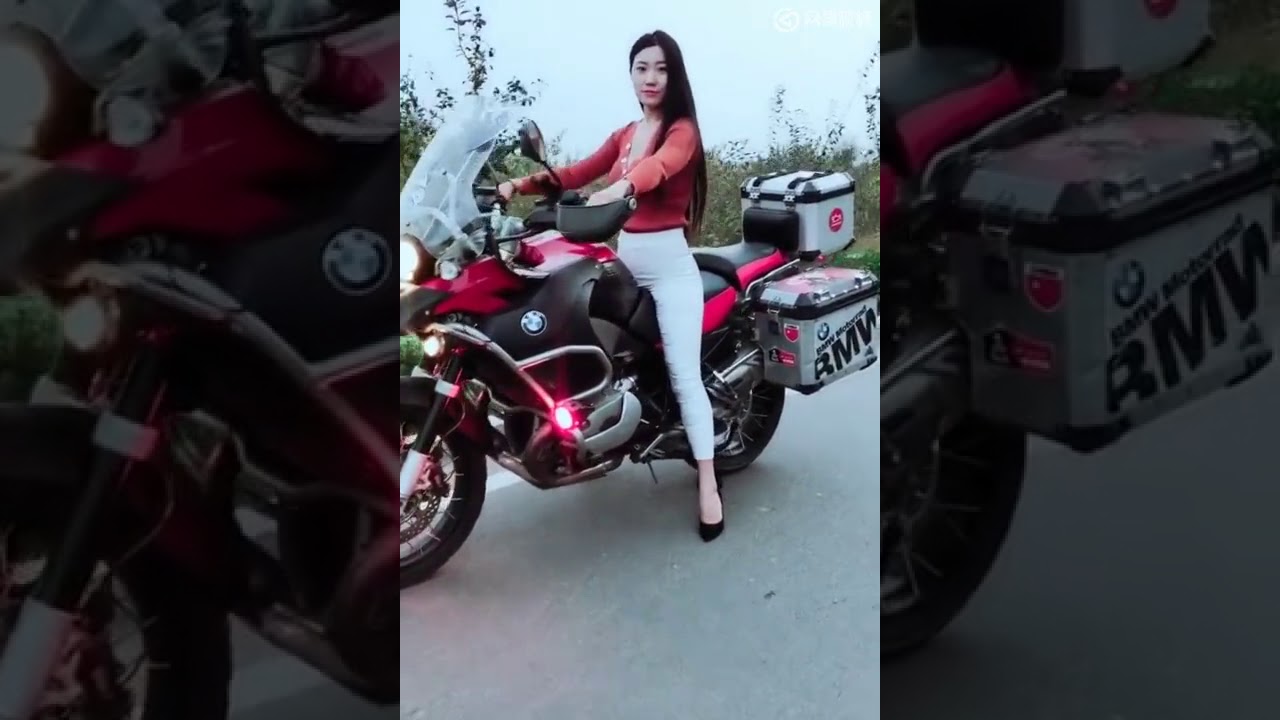 Girl riding BMW motorcycle - YouTube