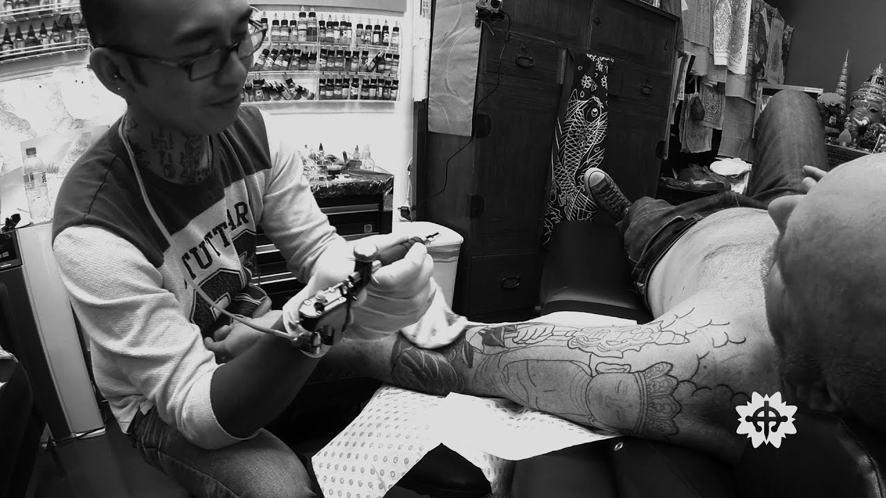 A Japanese Buddhist Sleeve Tattoo by Marc Pinto - YouTube