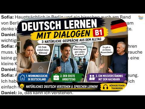 Deutsch lernen mit Dialogen B1 | Wohnung, Arbeit & Nachbarn | 3 natürliche Gespräche aus dem Alltag