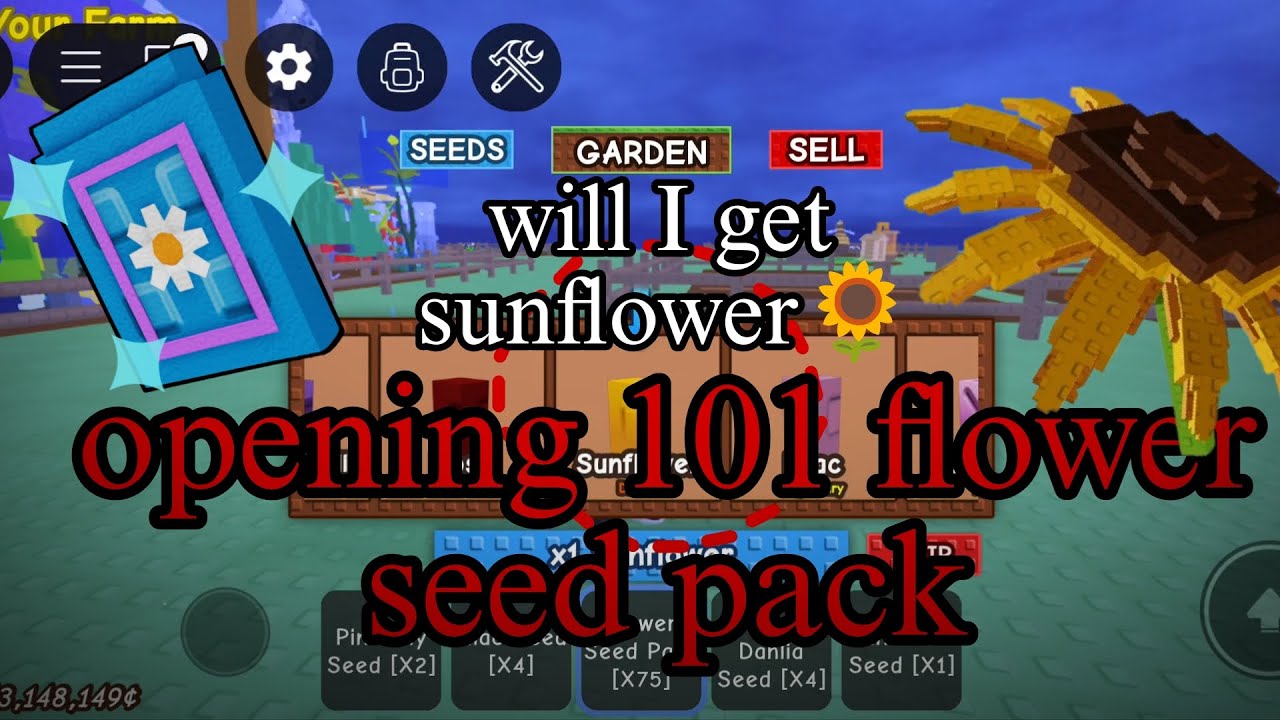 GROW A GARDEN opening 100 flower seed pack SUNFLOWER? - YouTube