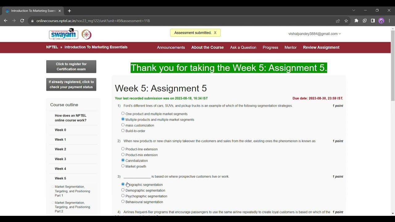 Nptel Week 5 Introduction To Marketing Essentials Assignment Answer 2023 Nptel