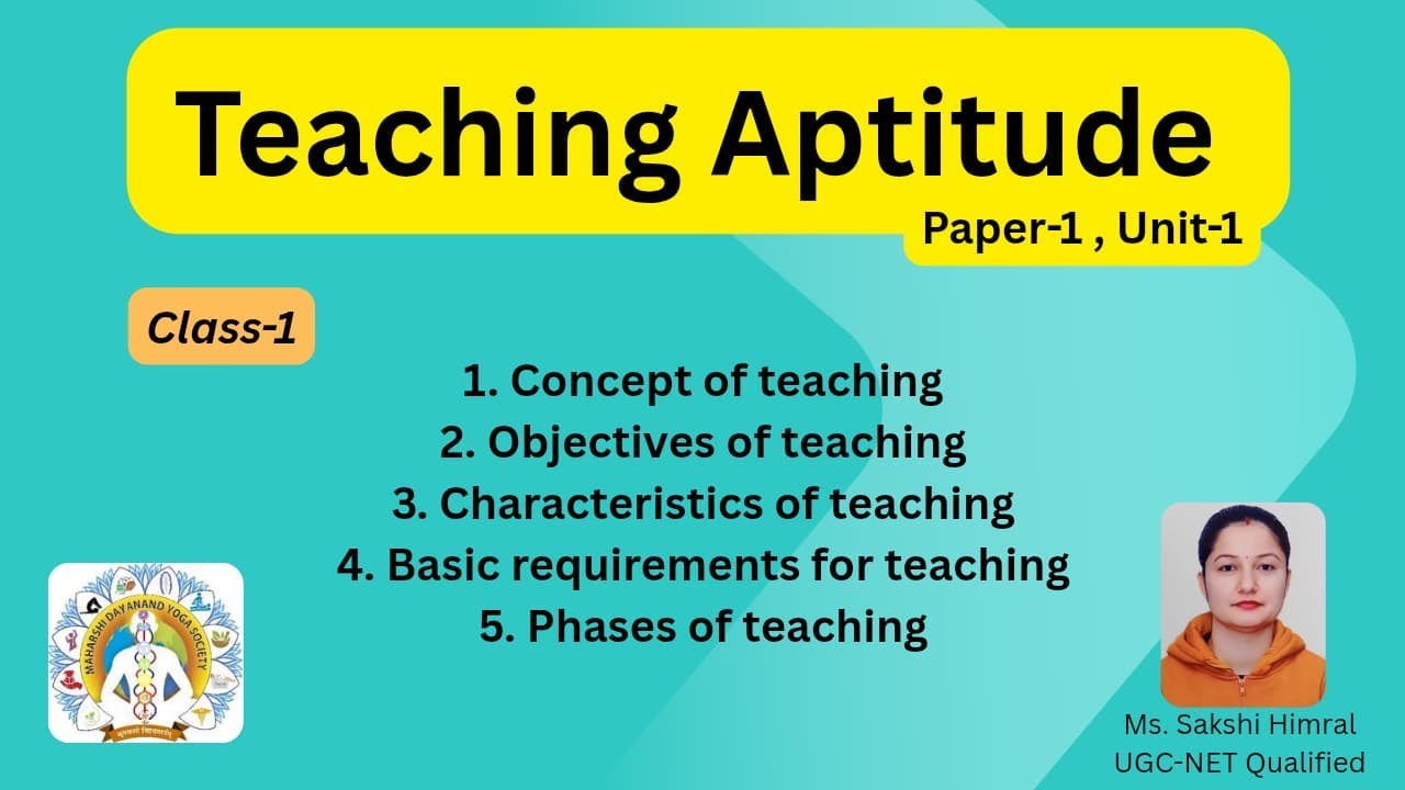 Teaching Aptitude, C-01, Introduction, By- Ms. Sakshi Himral - YouTube