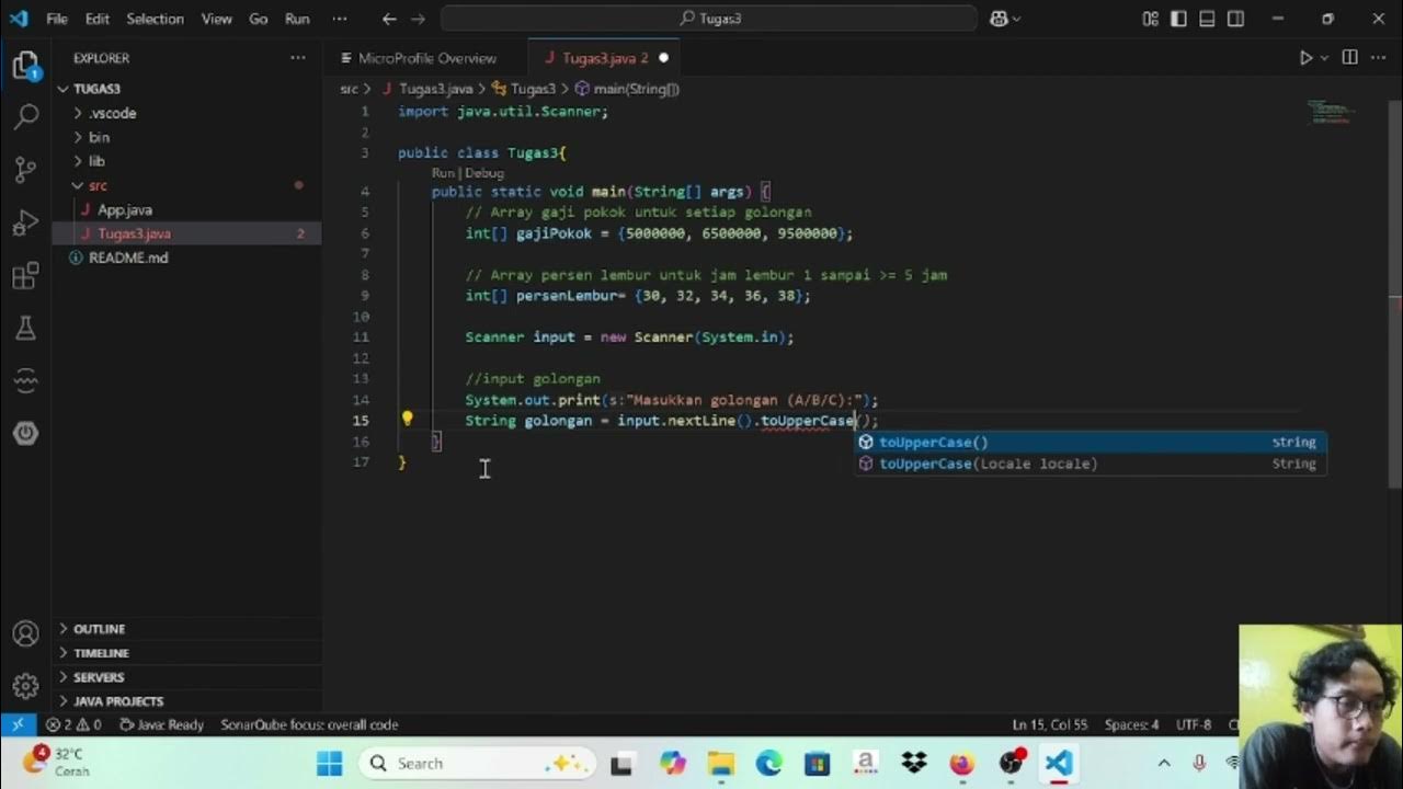 Praktikum Tugas 3 Algortima dan Pemrogaman bahasa Java - YouTube