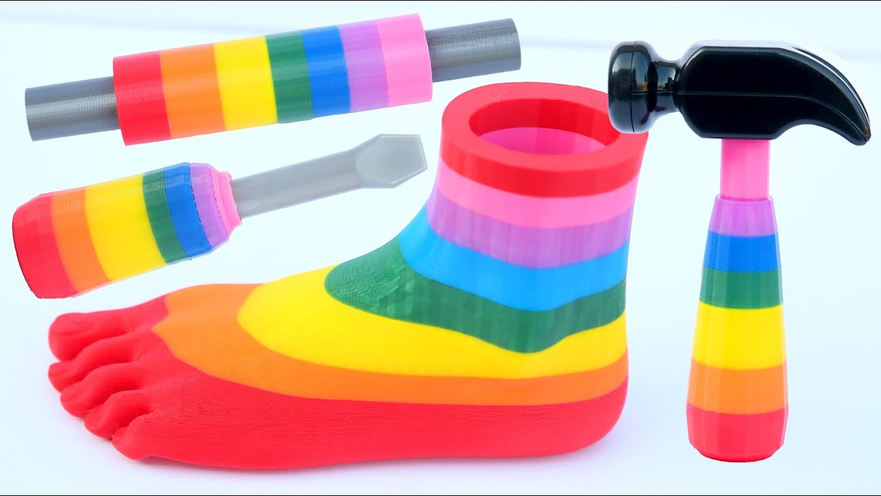 Rainbow Tools Hammer Toys And Candy Surprise Learn Colors Nursery ...