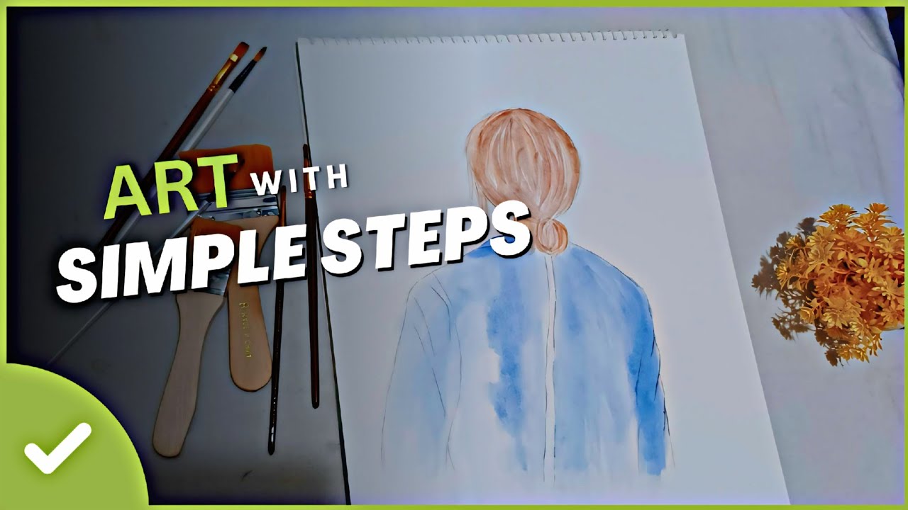 How to make art with simple steps? Easy drawing made with water colours ...