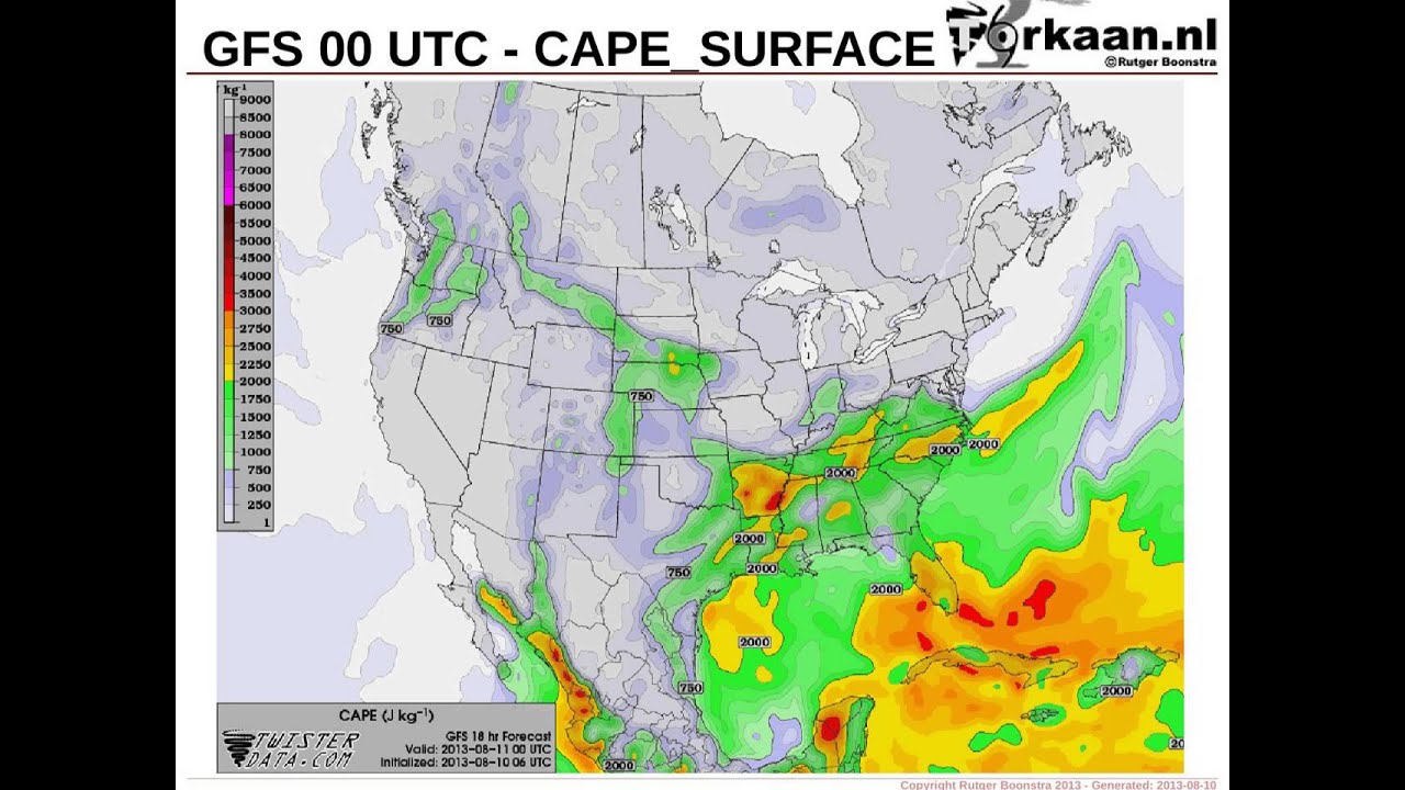Severe Weather Maps for August 10, 2013 (Sat) - SPC Risk: TSTM - YouTube