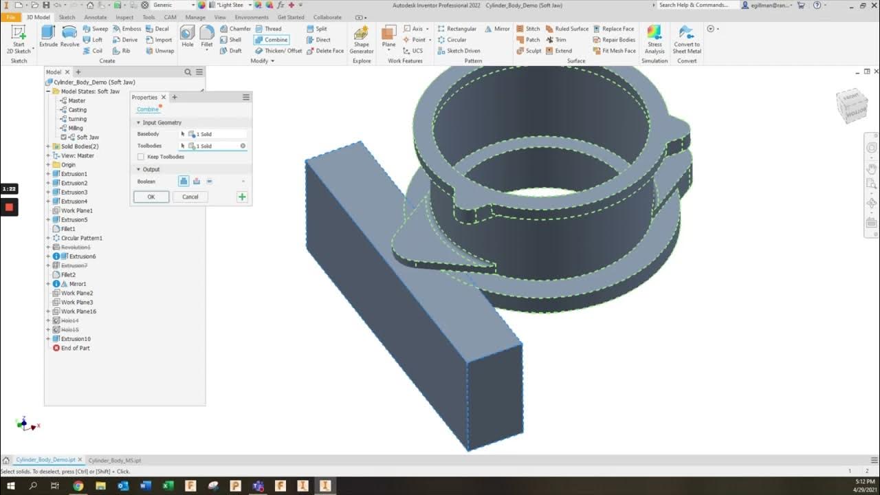 Model States and CAM in Autodesk Inventor 2022 - YouTube