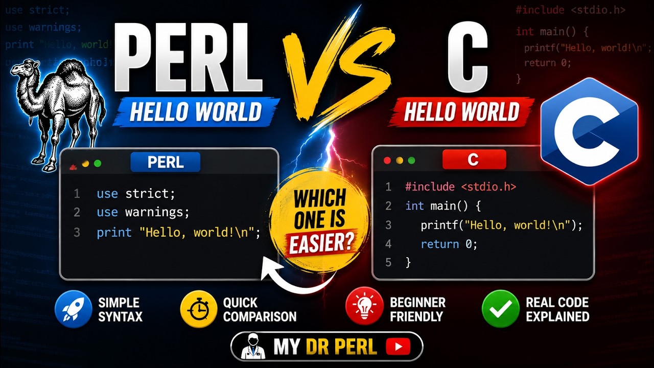 Perl vs C Hello World Program — Tiny Code, Big Difference 2026 - YouTube