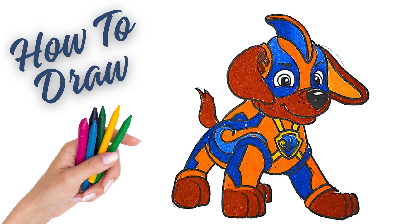 Paw Patrol Mighty Movie \ How to draw Zuma / Easy drawing - YouTube