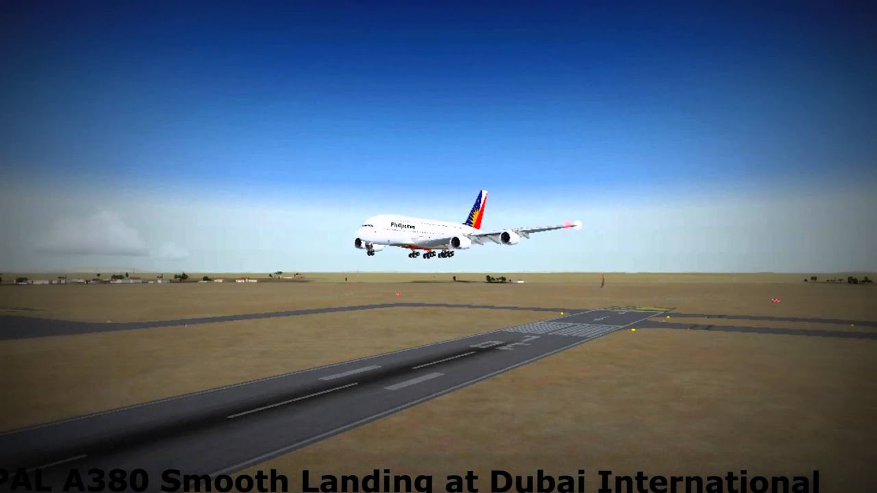Philippine Airlines A380 Smooth Landing in Dubai International Airport ...