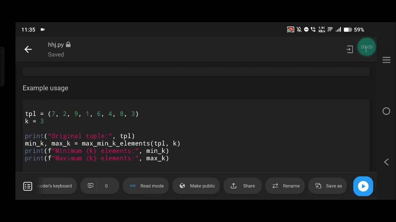 Python Program to Find Maximum and Minimum K Elements in a Tuple - YouTube