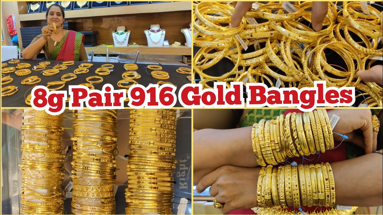 8g Pair to 16g pair 916 Gold Bangles | Bombay Fancy Light weight grand ...