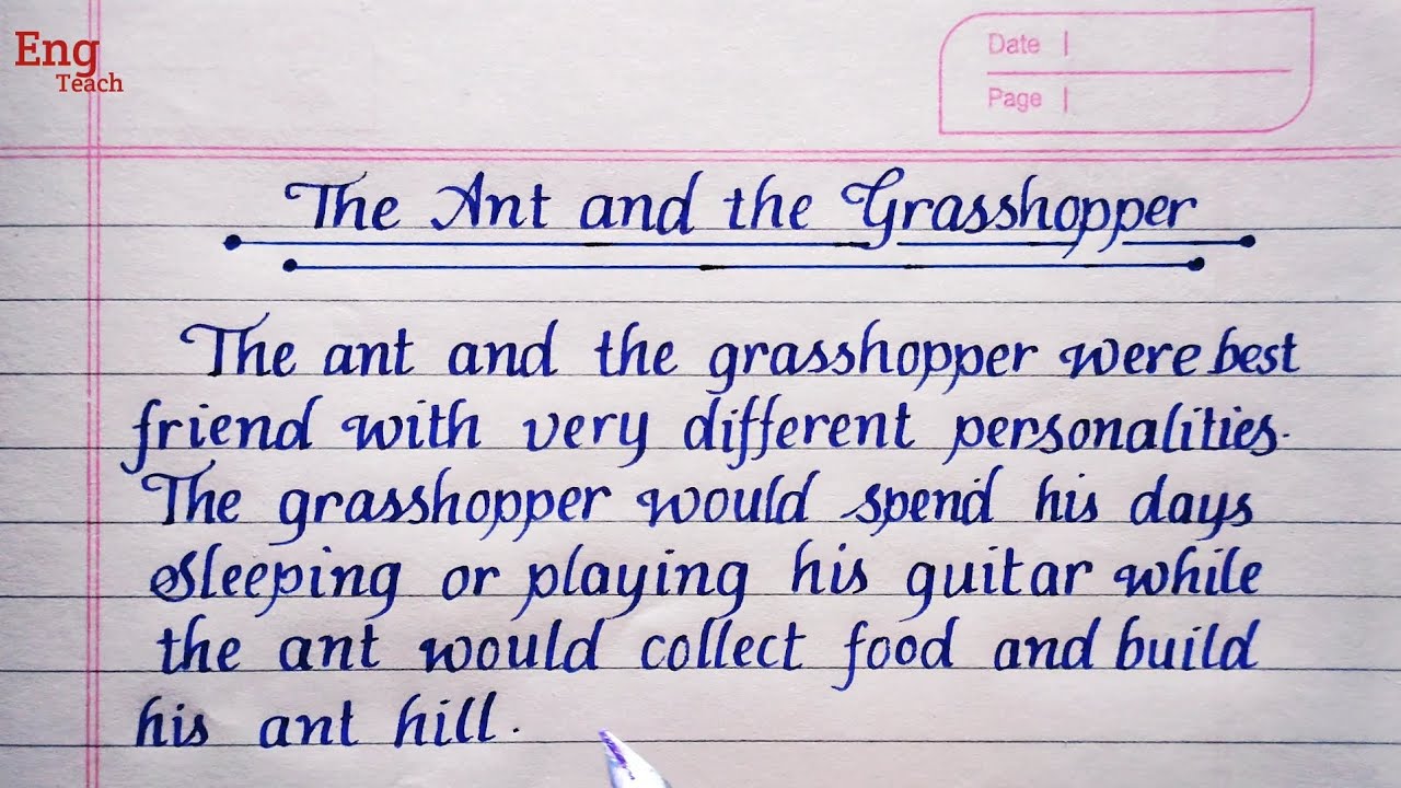 The Ant and the Grasshopper story | Story Writing | English story ...