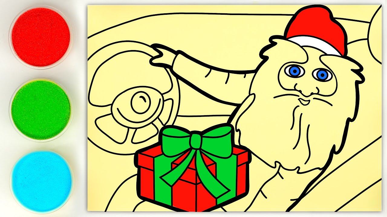 Sand painting Santa Claus with Christmas present - YouTube
