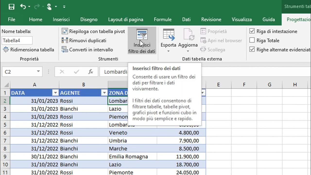 Gestire una tabella dati di Excel - YouTube