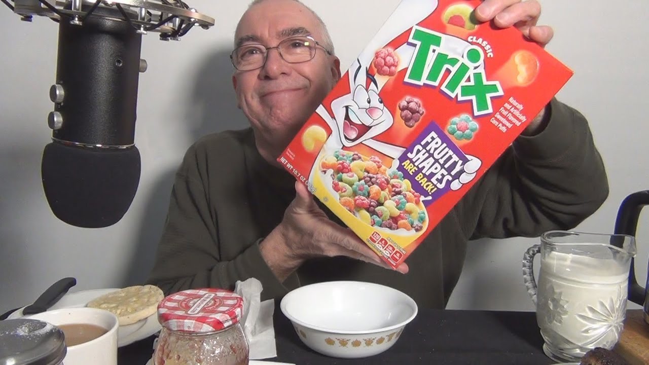 ASMR Eating Trix Breakfast Cereal Whispering - YouTube