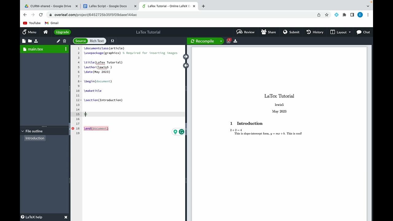 How To Use Math Mode In A Latex Document - Youtube