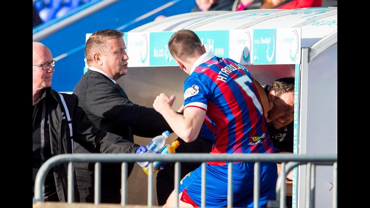 Incredible moment Inverness ace Liam Polworth aims punch at his OWN ...