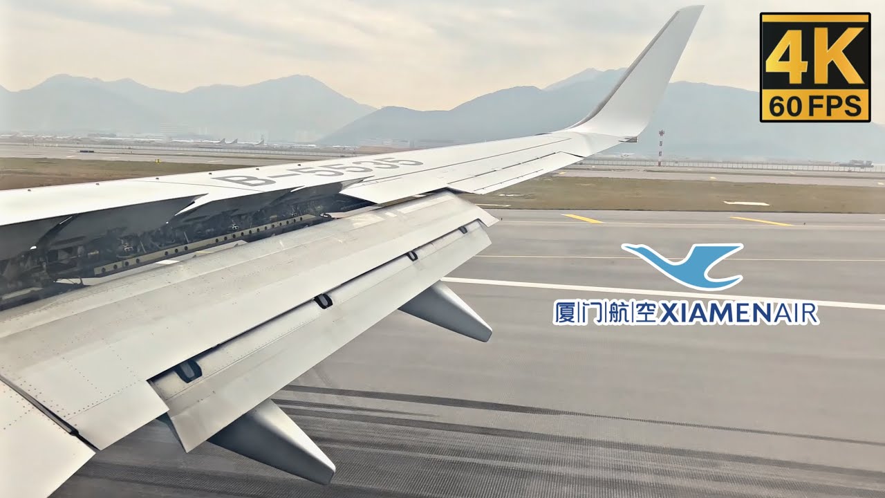 Xiamen Airlines Boeing 738 full landing in Hong Kong 3rd Runway - YouTube