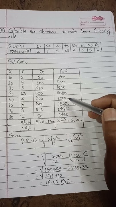 calculate the standard deviation from following data - YouTube