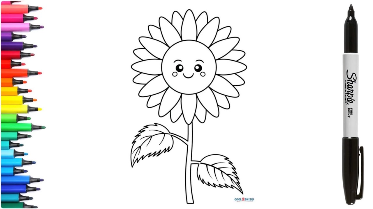 sunflower 🌻 drawing and coloring , how to draw sunflower , #flower # ...