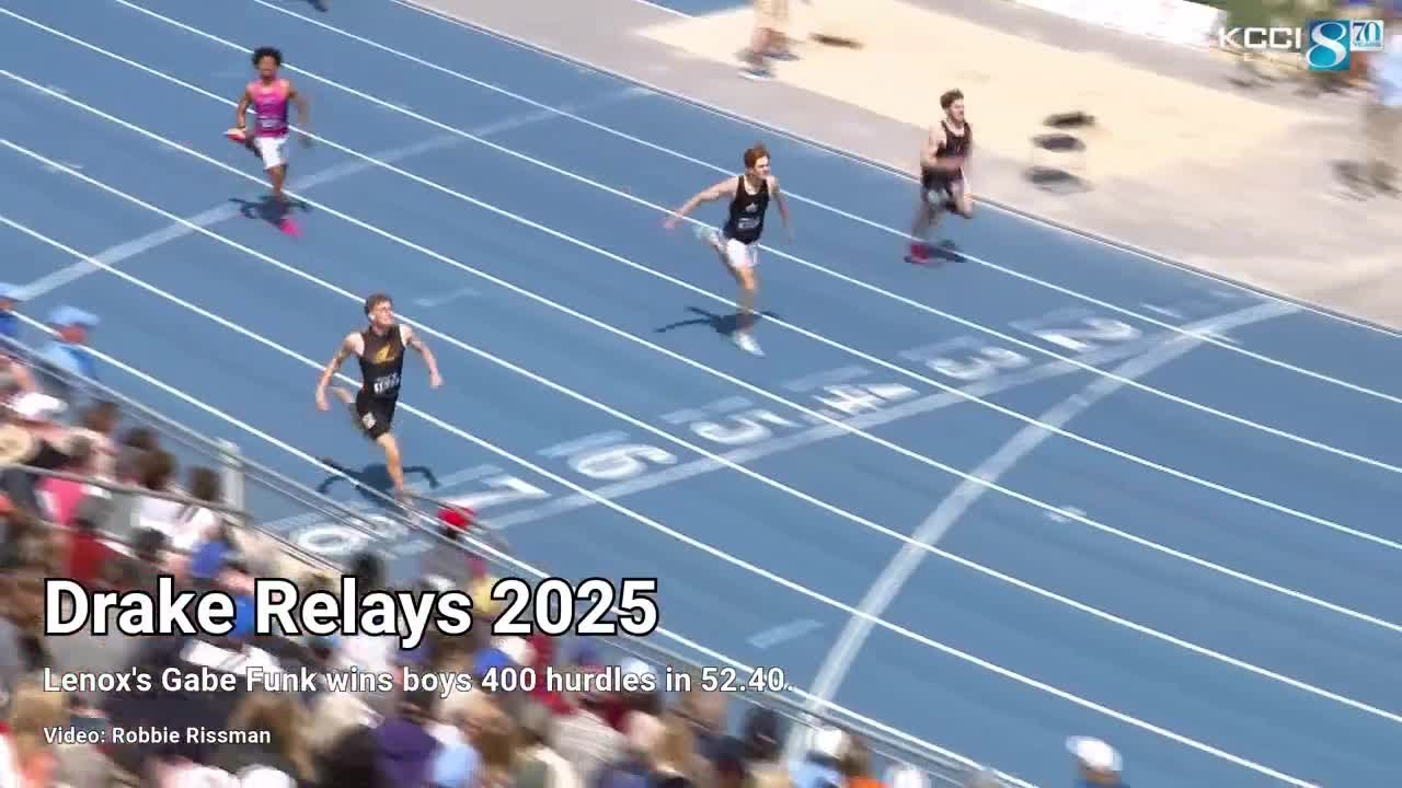 Drake Relays 2025: Lenox's Gabe Funk wins boys 400 hurdles - YouTube