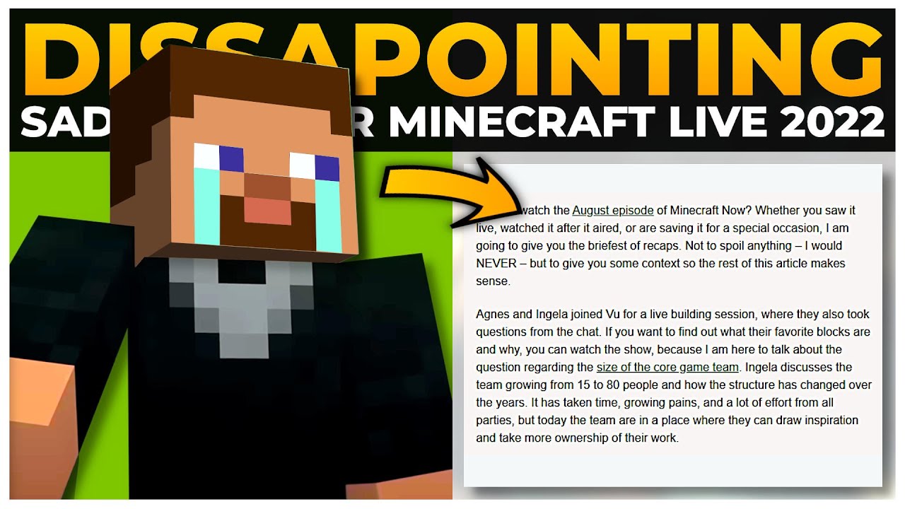 PLAYERS ARE DISAPPOINTED WITH THESE MINECRAFT LIVE 2022 CHANGES ...