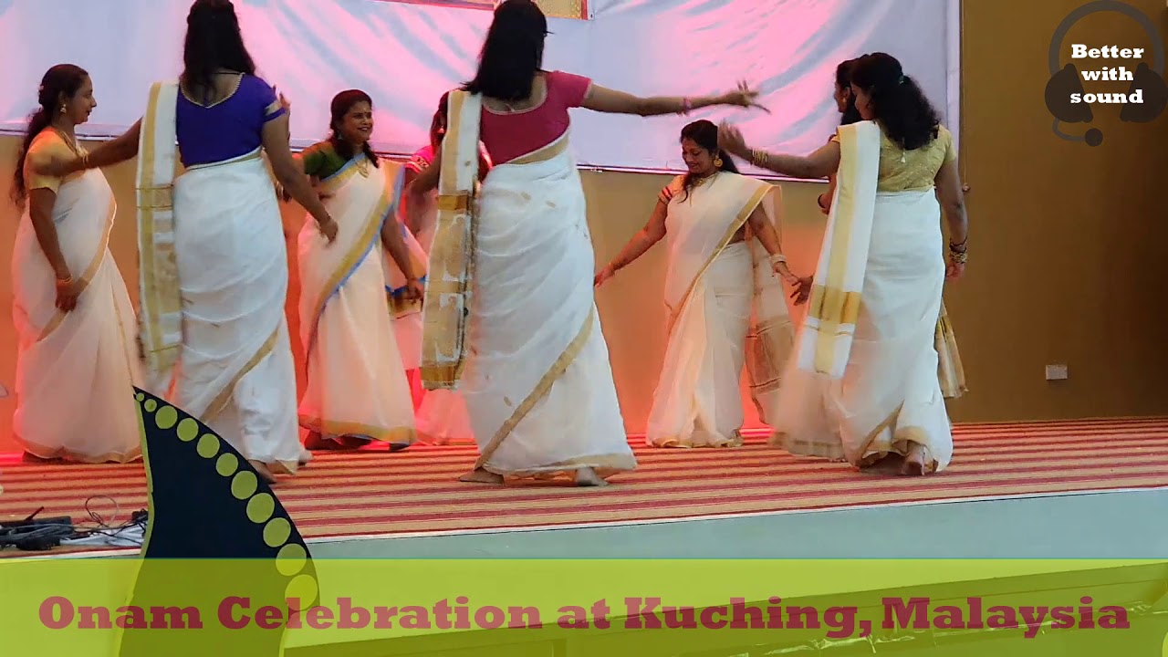 Onam Dance performance by Indian Ladies at Kuching, Malaysia - YouTube