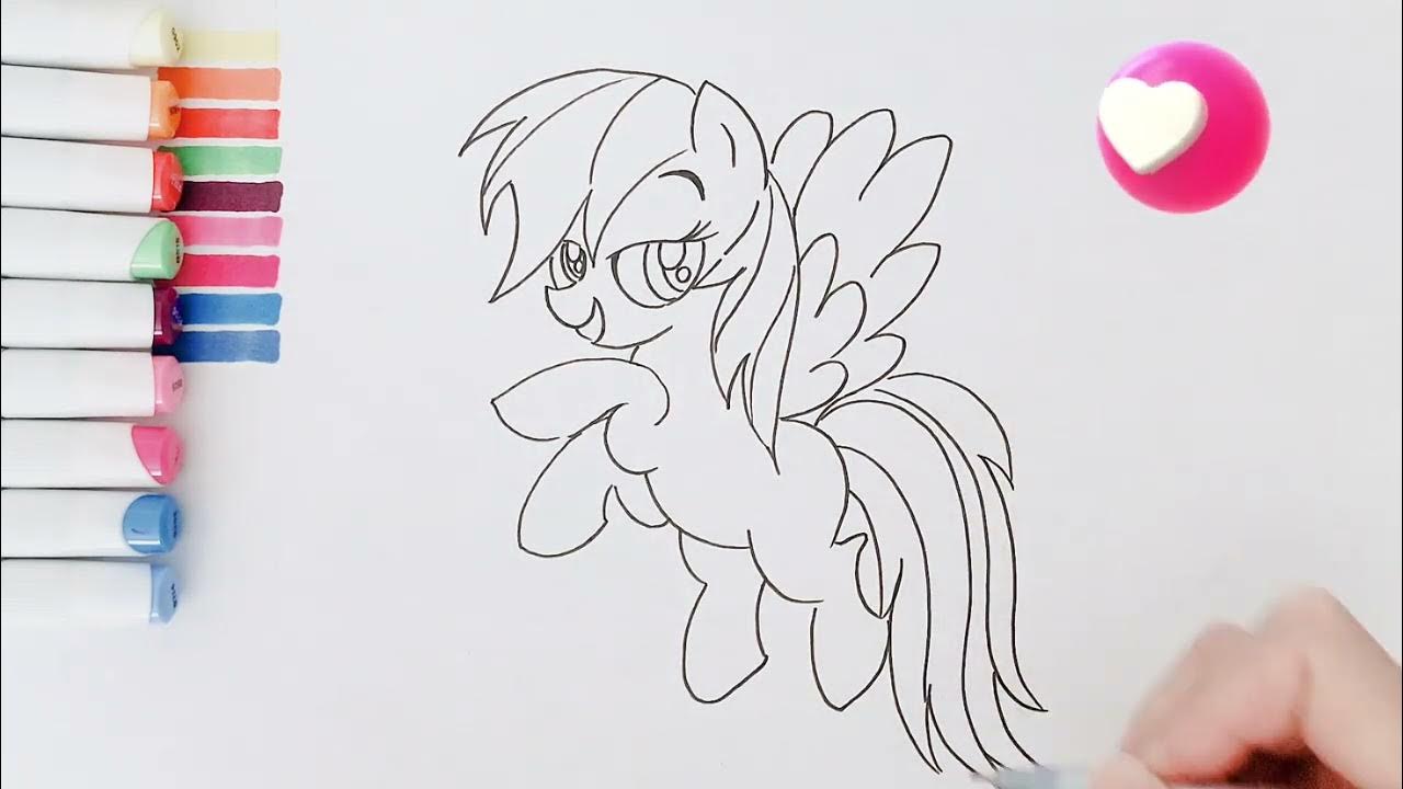 How to Draw A Cute My Little Pony | Rainbow Dash 🌈 Easy drawing and ...